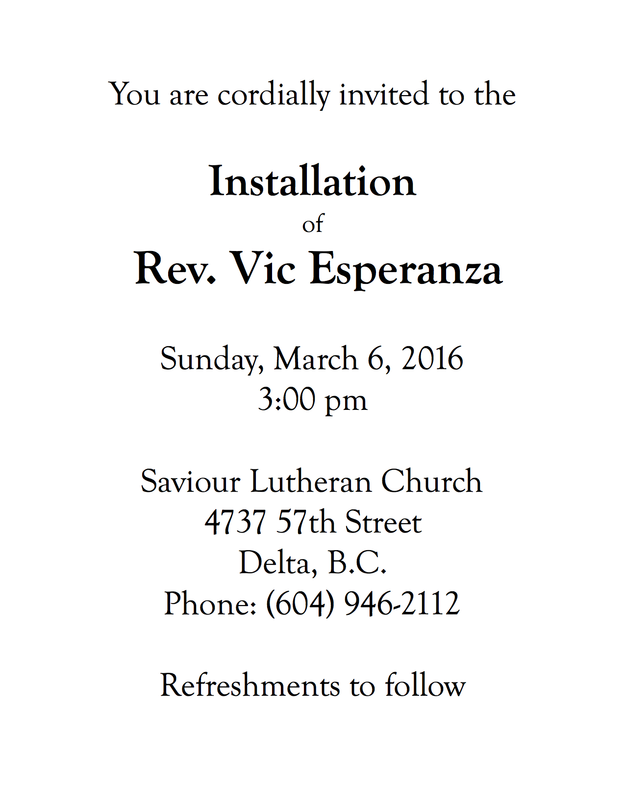 Installation Day for Pastor Vic Esperanza! | Saviour Lutheran Church